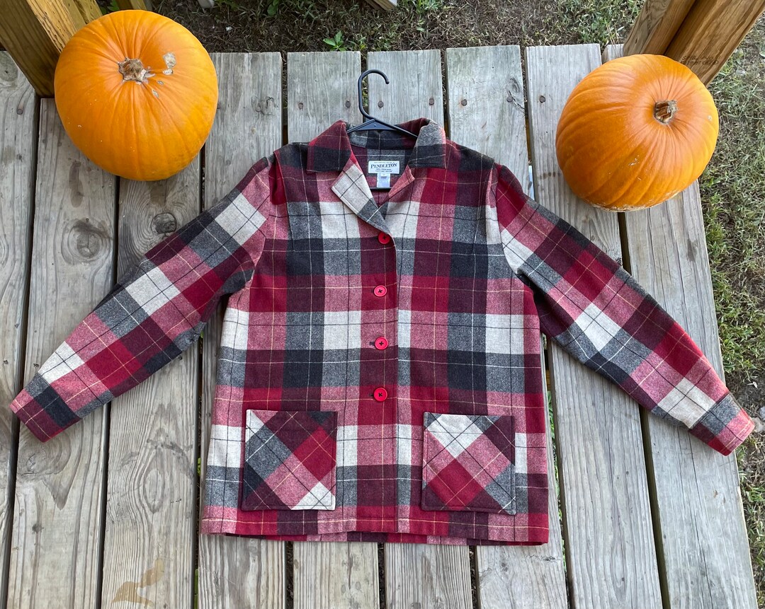 Vintage Pendleton 49er Limited Edition Virgin Wool Red Gray Plaid ...