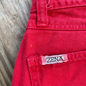 Vintage 27W Zena Red Jean Shorts, Womens High Waisted High Rise 90s ...
