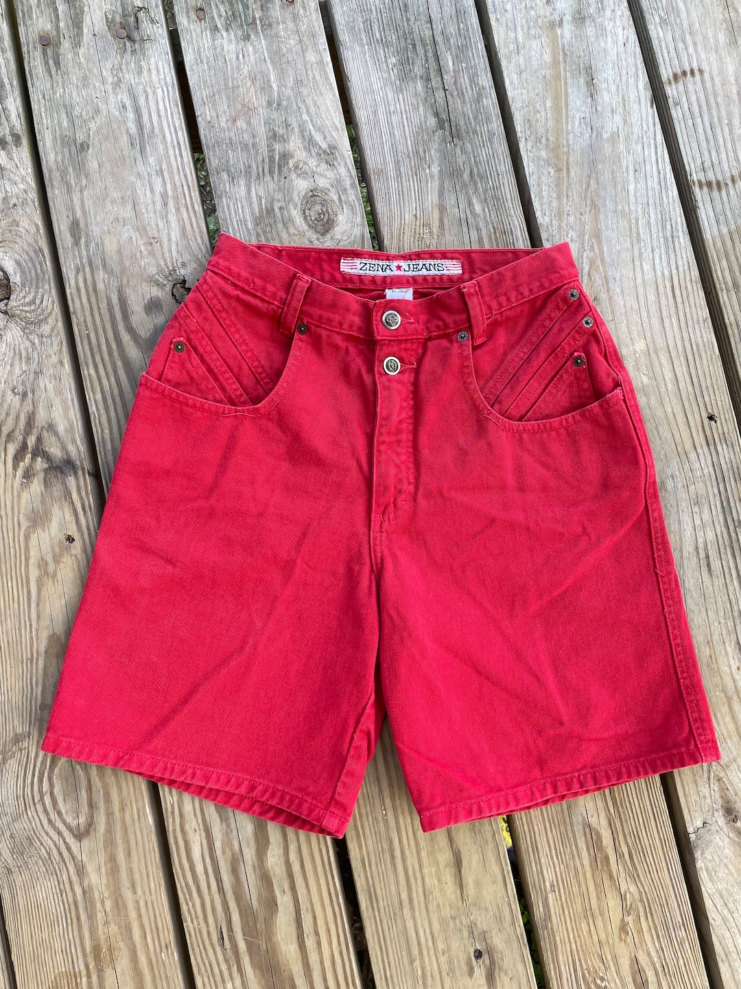 Vintage 27W Zena Red Jean Shorts, Womens High Waisted High Rise 90s ...