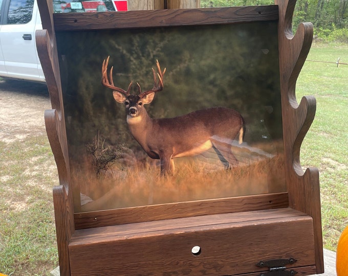 Vintage Large Wooden Gun Rack Wall Mounted 4 Slot Shotgun Rifle Deer ...