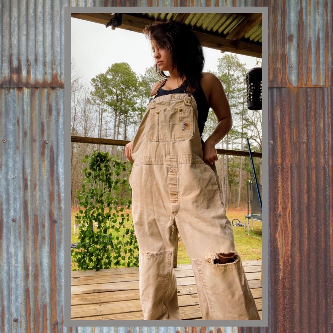 Thrashed Carhartt Vintage Bibs Overalls, Mens Size 50X27, Union USA ...
