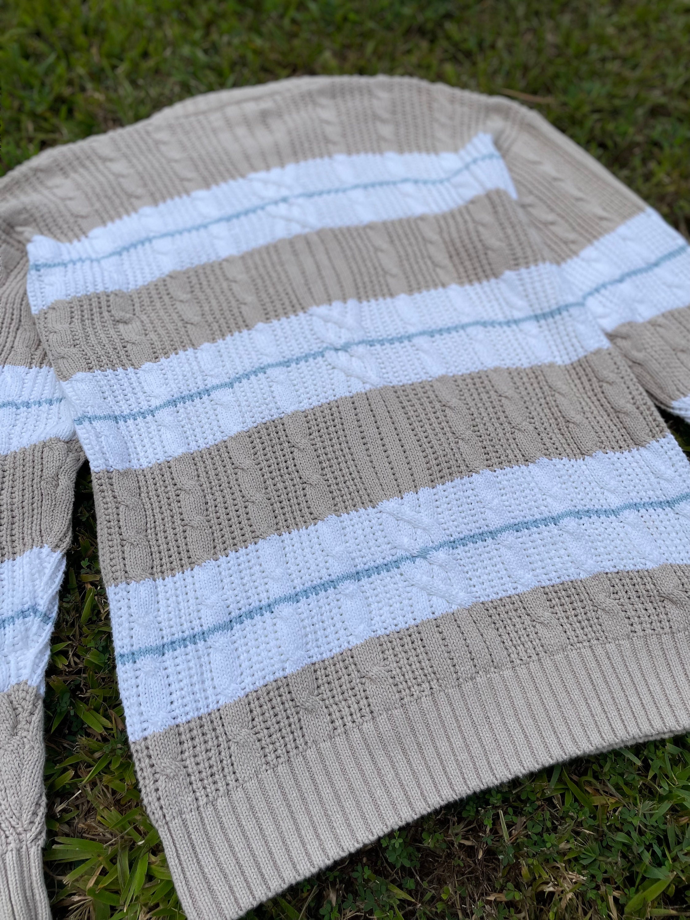 Christian Dior Vintage Mens Cable Knit Sweater Medium Striped rare Long ...