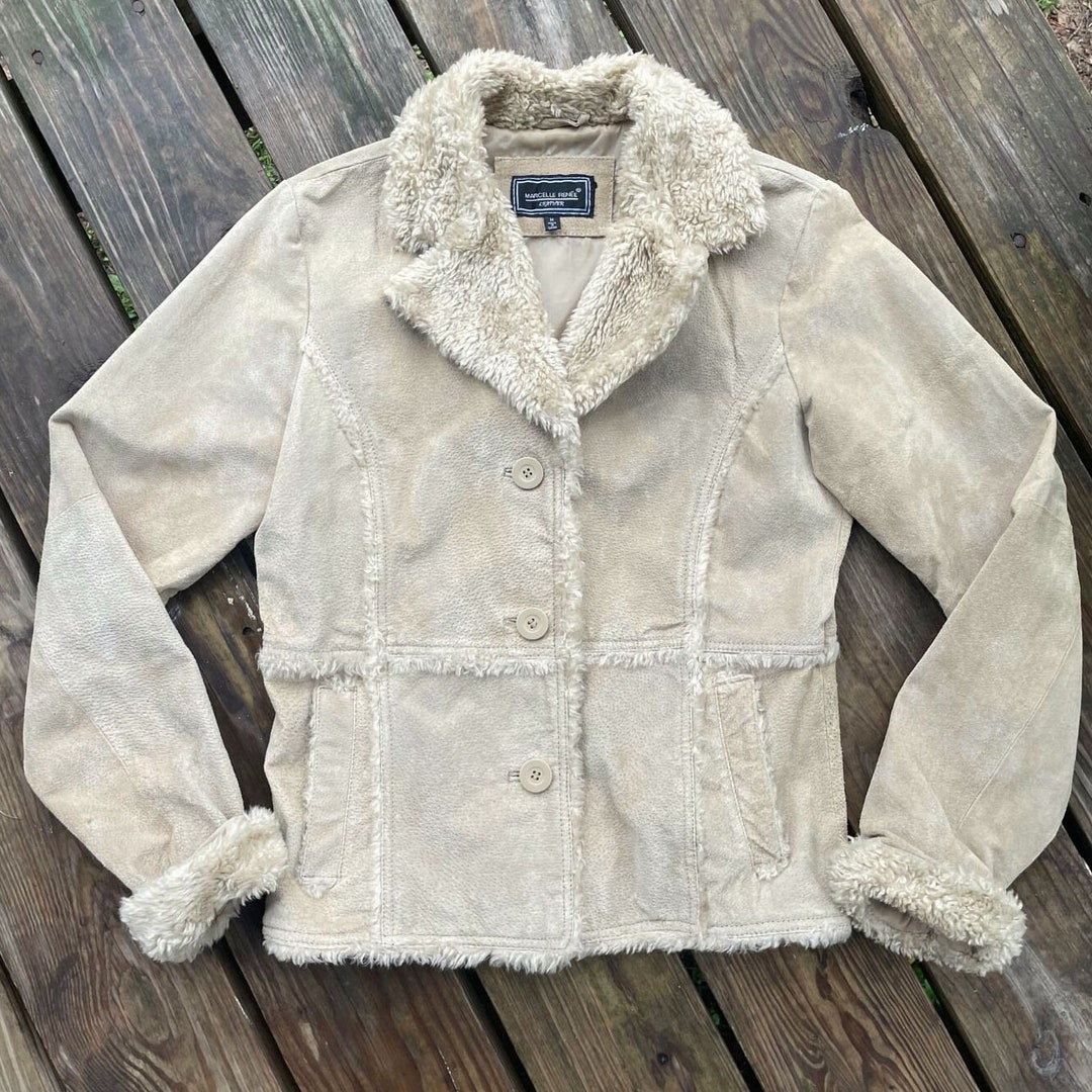 Vintage Medium Marcelle Renee Leather Jacket Y2K 2000’s Faux Fur Trim ...