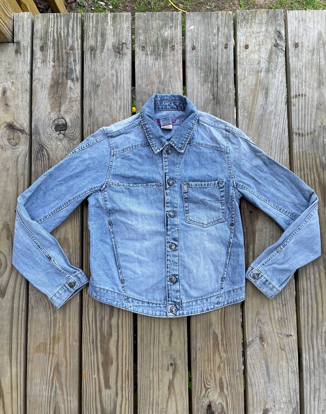 Vintage Silver Brand Jean Jacket Womens Medium 90s Y2K Denim Trucker ...