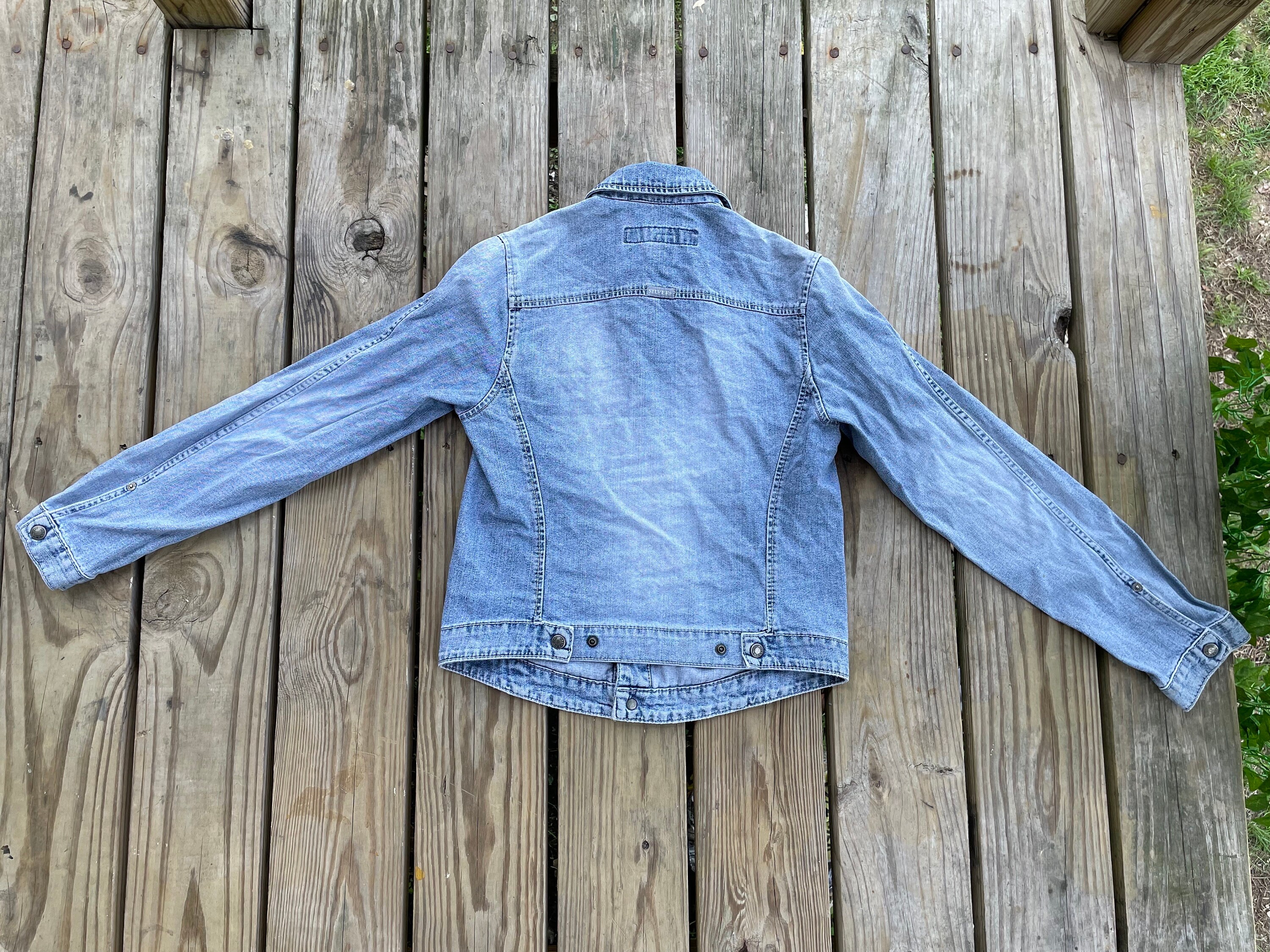 Vintage Silver Brand Jean Jacket Womens Medium 90s Y2K Denim Trucker ...