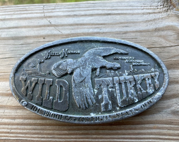 Vintage Wild Turkey Belt Buckle | Dated 1974 | Bergamot Brass Works ...