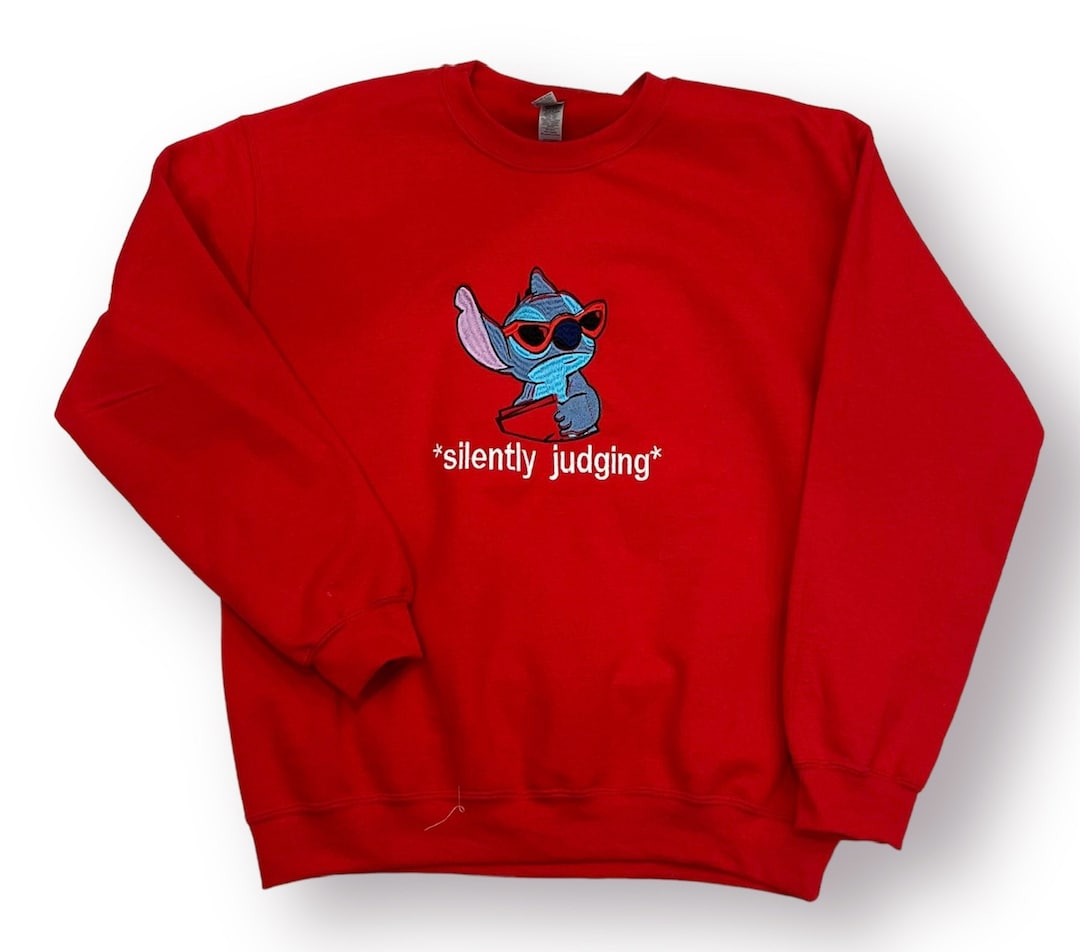 Stitch Sweatshirt, Silently Judging Stitch , Disney Embroidered ...