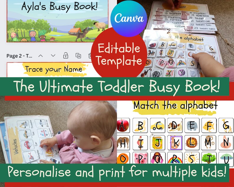 Toddler Preschool Editable CANVA Template Toddler Busy Book - Etsy