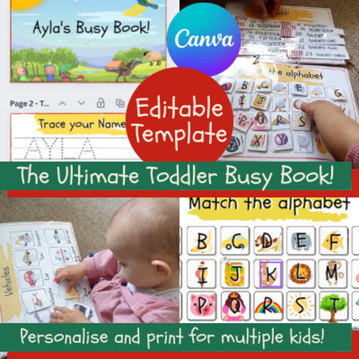 Toddler Preschool Editable CANVA Template Toddler Busy Book, Quiet Book ...