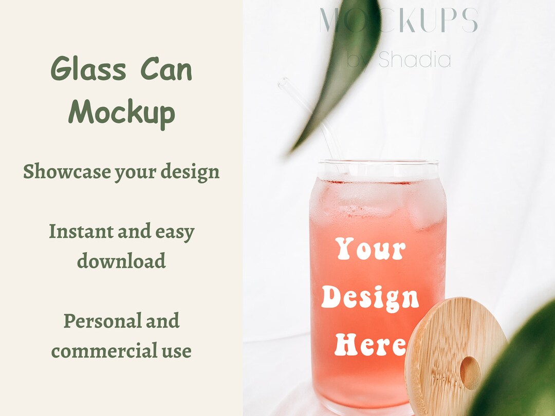 Glass Can Cup Mockup 16oz Add Your Own Design Cup Mocks Beer Can ...