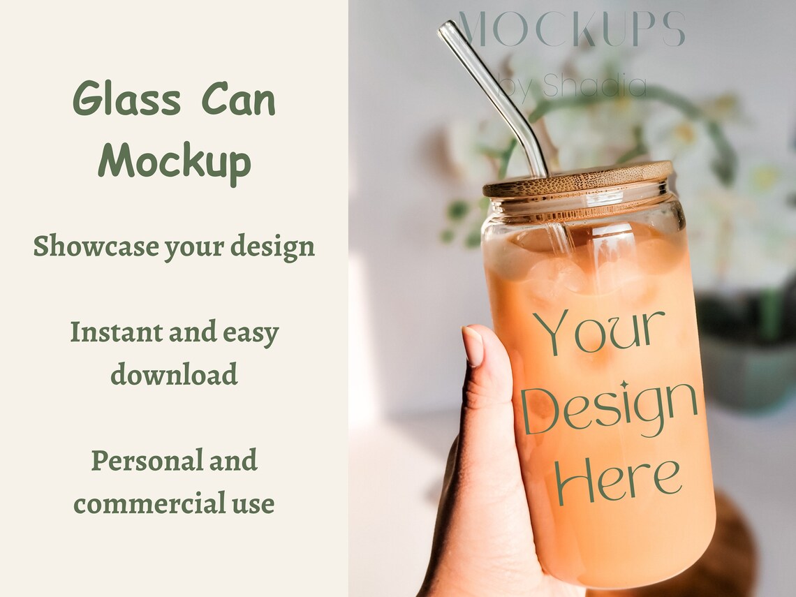 Glass Can Cup Mockup 16oz Add Your Own Design Cup Mocks Beer Can ...