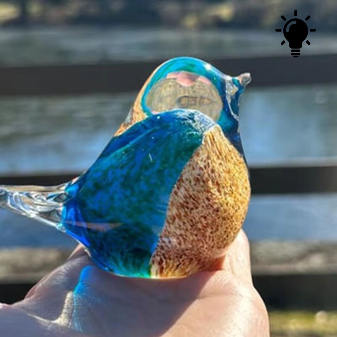 Handmade Glass Bird Blown Glass Bluebird, Bluebird of Happiness ...