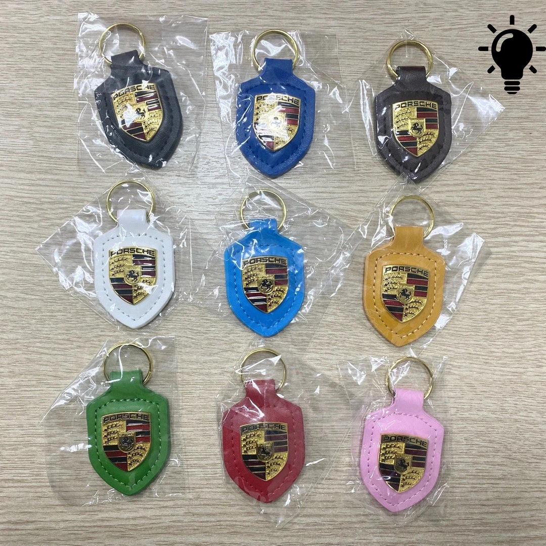 Porsche Keychain Logo Emblem Batch Porsche Leather Badge Keychain ...