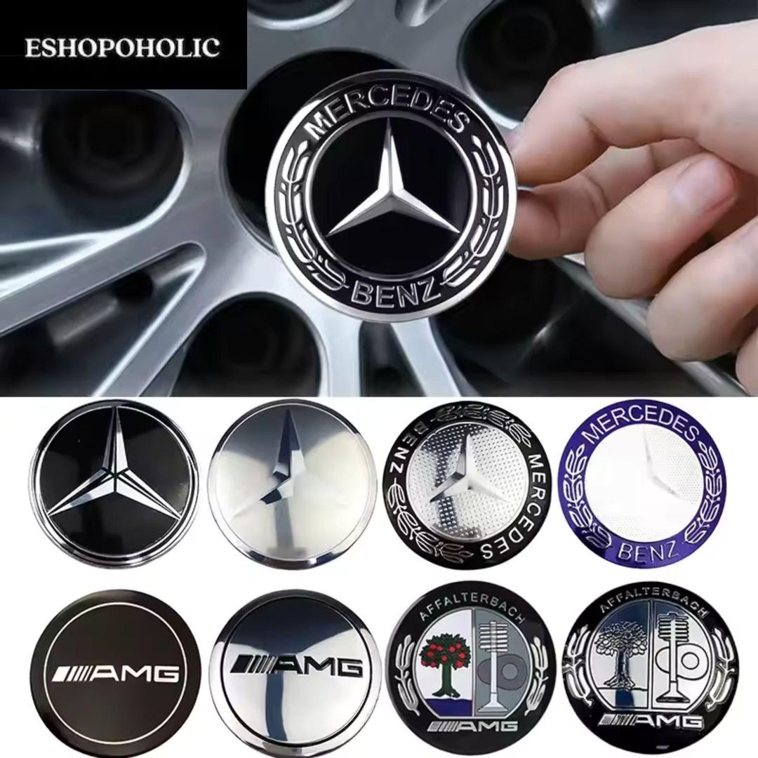 Mercedes Benz 75mm Stickers Emblems Badges for Mercedes Benz Wheel ...