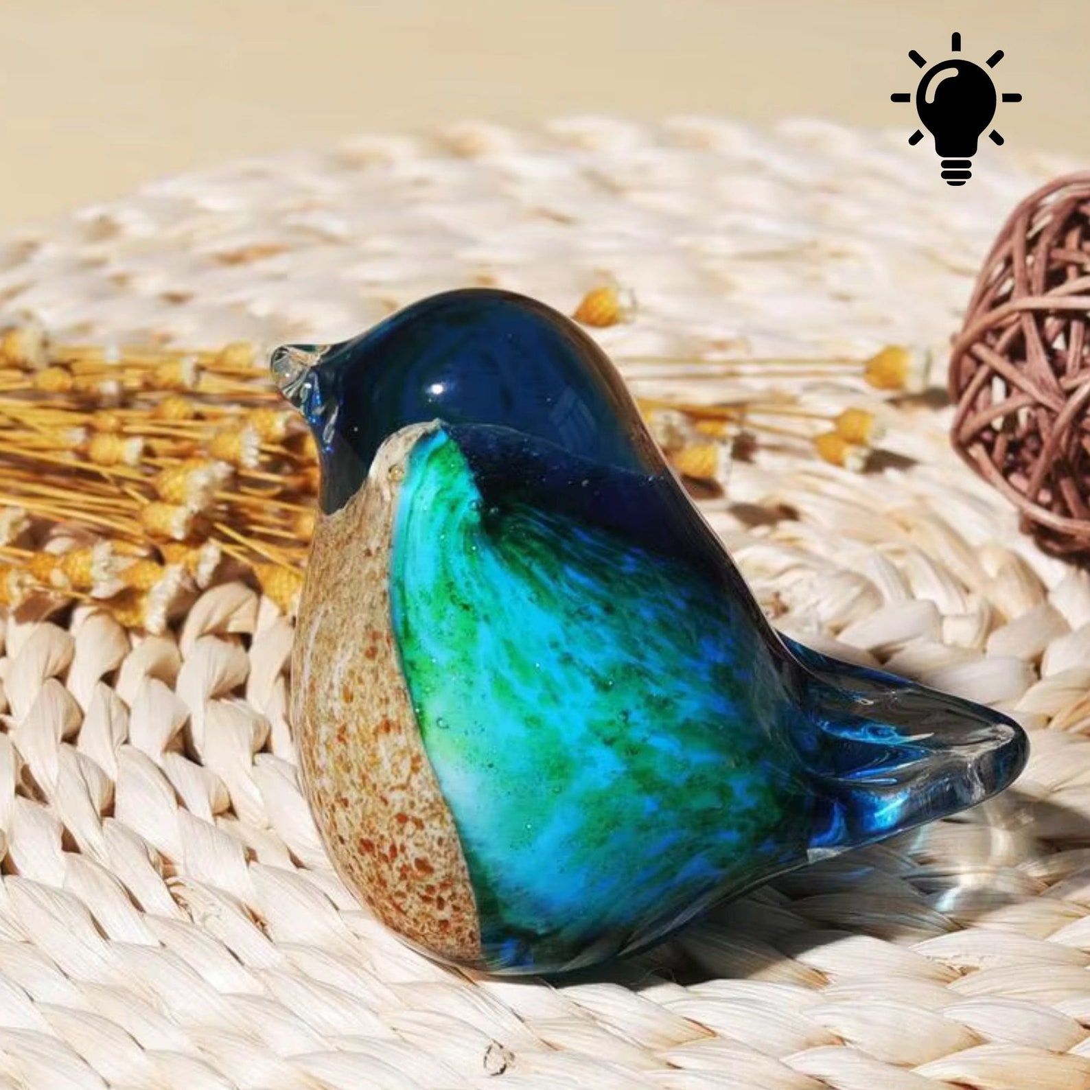 Handmade Glass Bird Blown Glass Bluebird, Bluebird of Happiness ...
