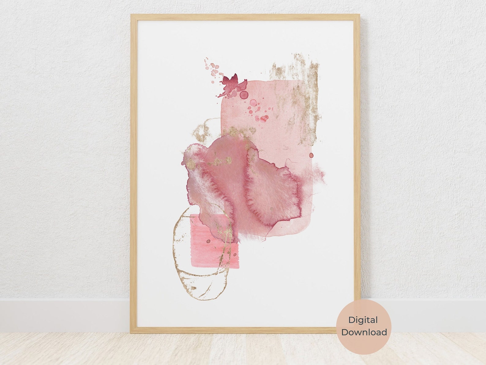 Blush Pink and Gold Abstract Prints Set of 3 Modern Abstract - Etsy
