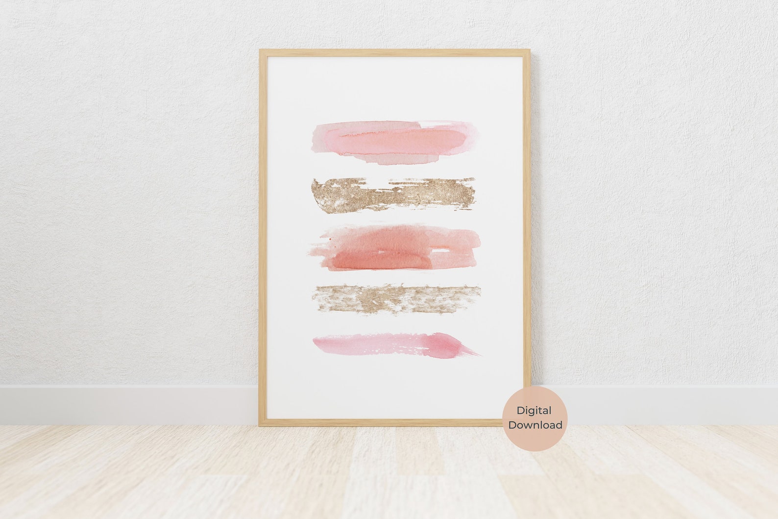 Blush Pink and Gold Abstract Prints Set of 3 Minimalistic - Etsy