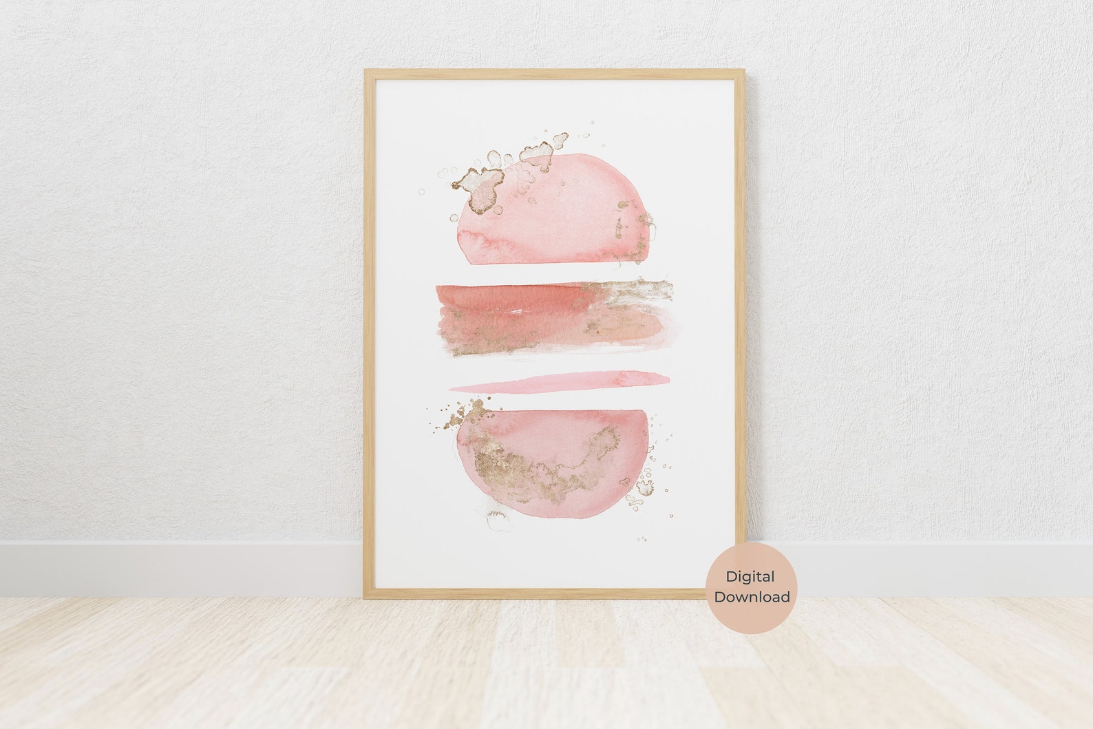 Blush Pink and Gold Abstract Prints Set of 3 Minimalistic - Etsy