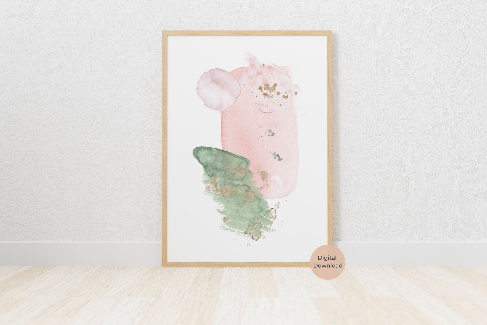 Sage Green and Pink Abstract Wall Art, Set of 3, Blush Pink and Gold ...