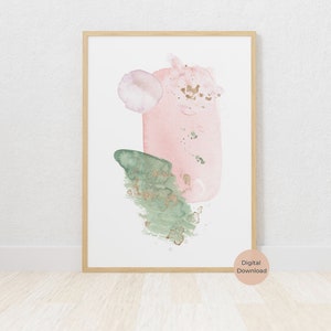 Sage Green and Pink Abstract Wall Art, Set of 3, Blush Pink and Gold ...