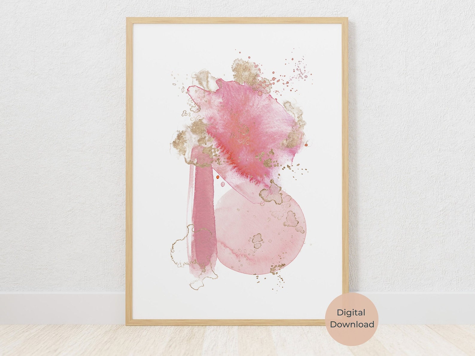 Blush Pink and Gold Abstract Prints Set of 3 Modern Abstract - Etsy