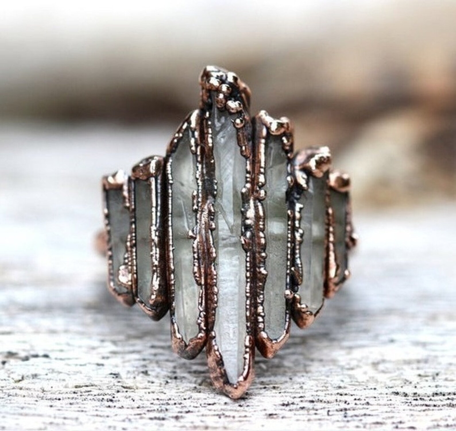New Irregular Rock Wrapped Vintage Ring Drop Oil Irregular Ring Quick ...