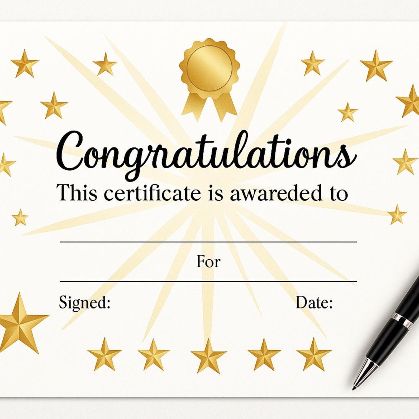 Gold Certificate of Achievement – Printable PDF – Creative Activity ...