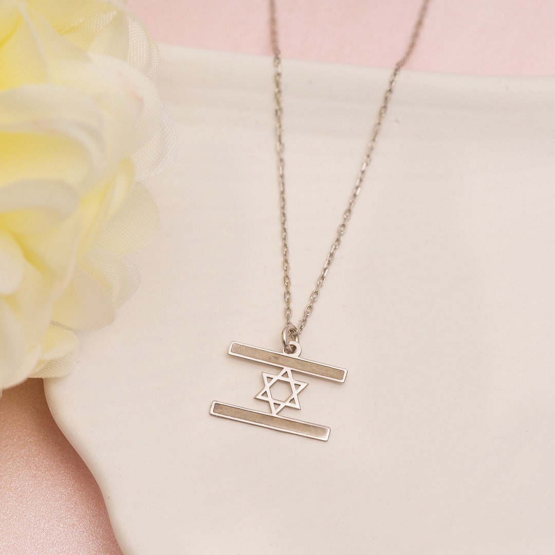 Israel Flag Necklace, Silver David Megan Star Necklace, Dainty Israel ...