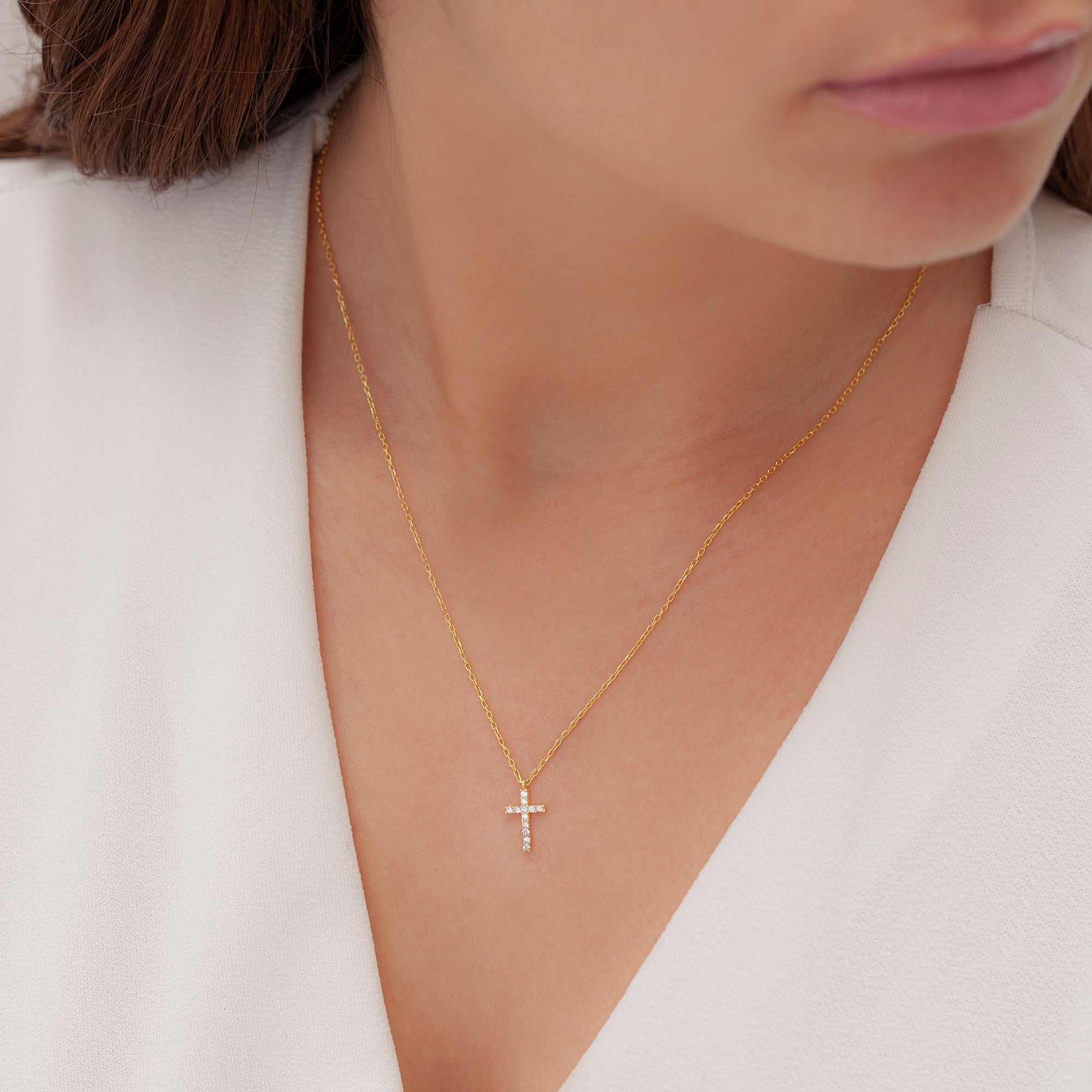 Dainty Silver Cross Necklaces for Women 14K Plated Cross - Etsy