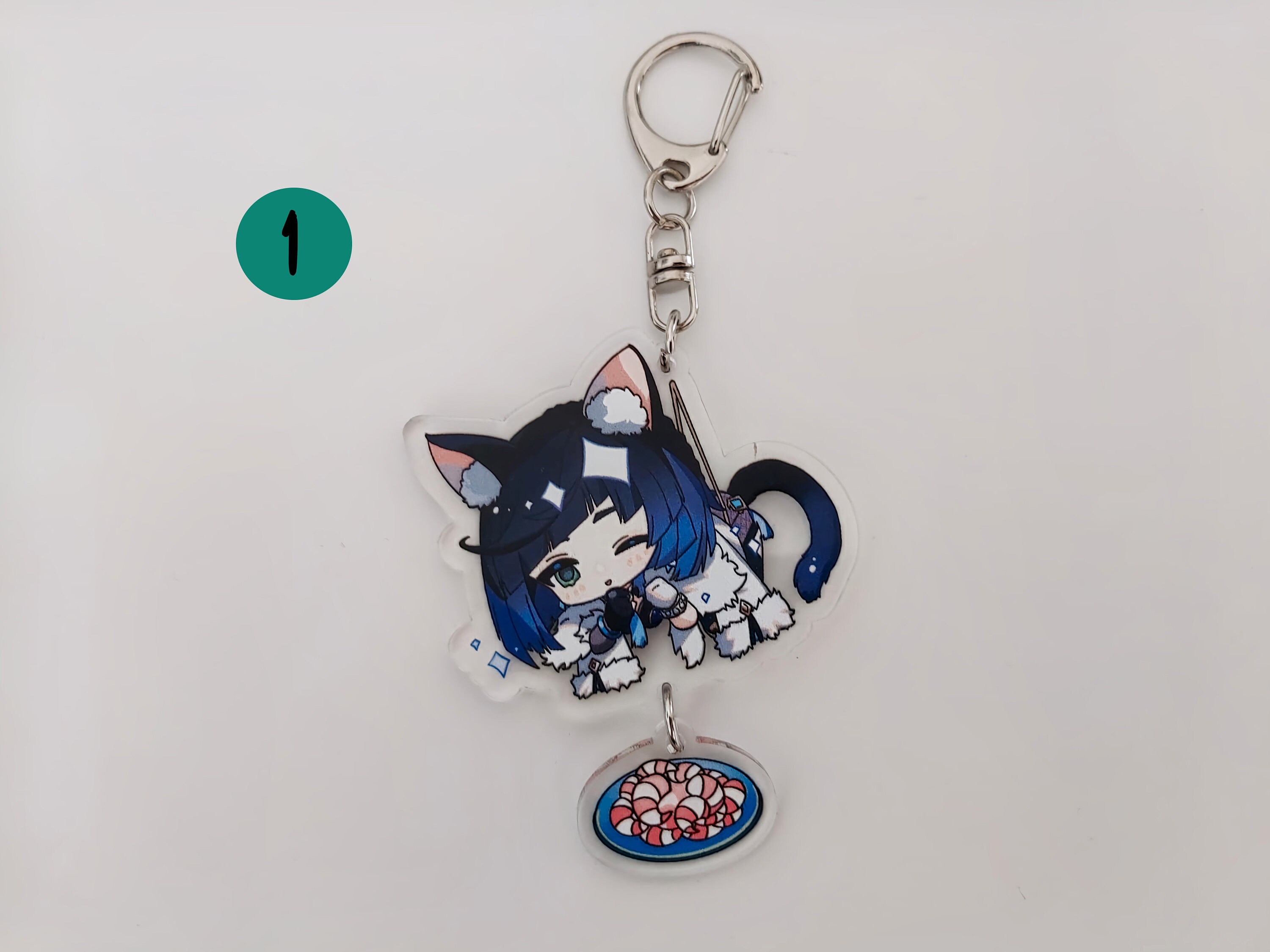 Genshin Impact Keychain Acrylic Charm Chibi Anime Double-sided Keychain ...