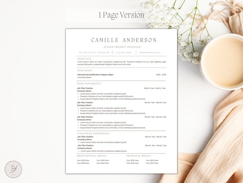 1 Page Resume Template Fill-in Service Free Template - Etsy
