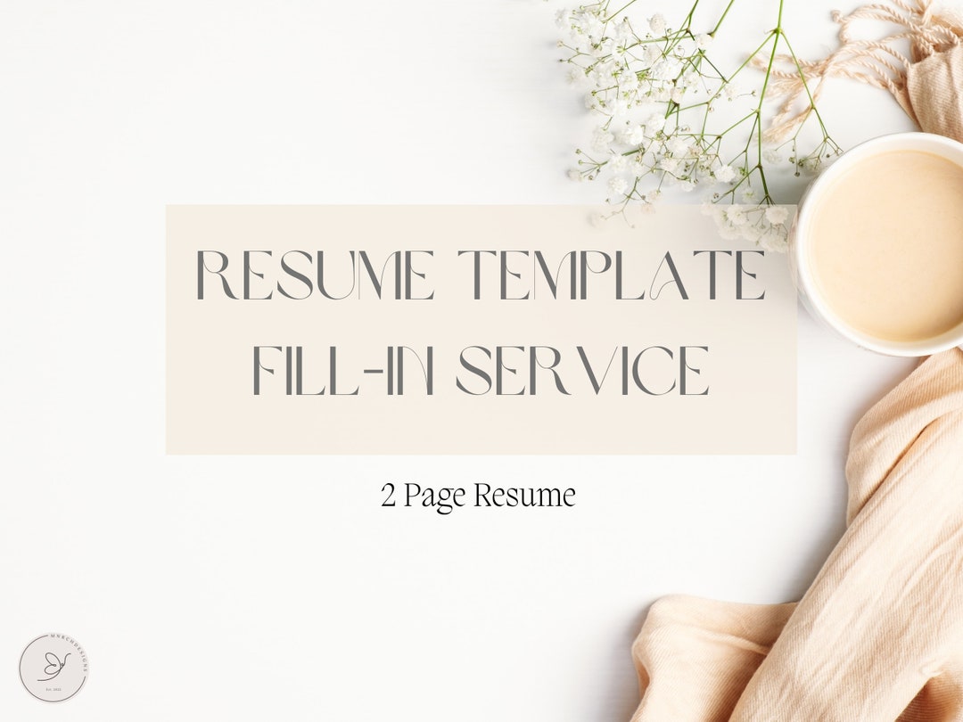 2 Page Resume Template Fill-in Service, Free Template Included, 3 ...