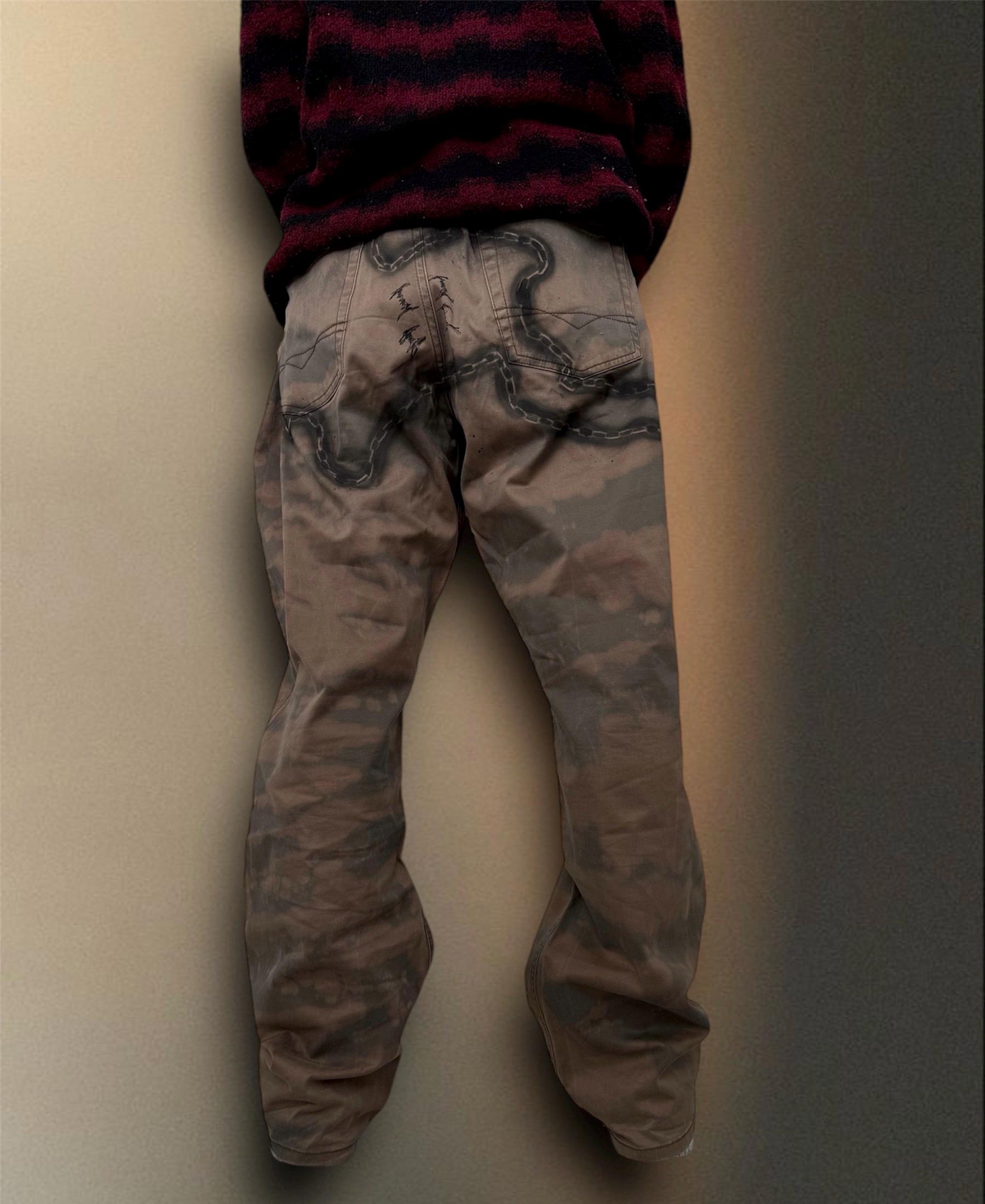 Skull Punk” Bleached Hand Painted Trousers - Etsy