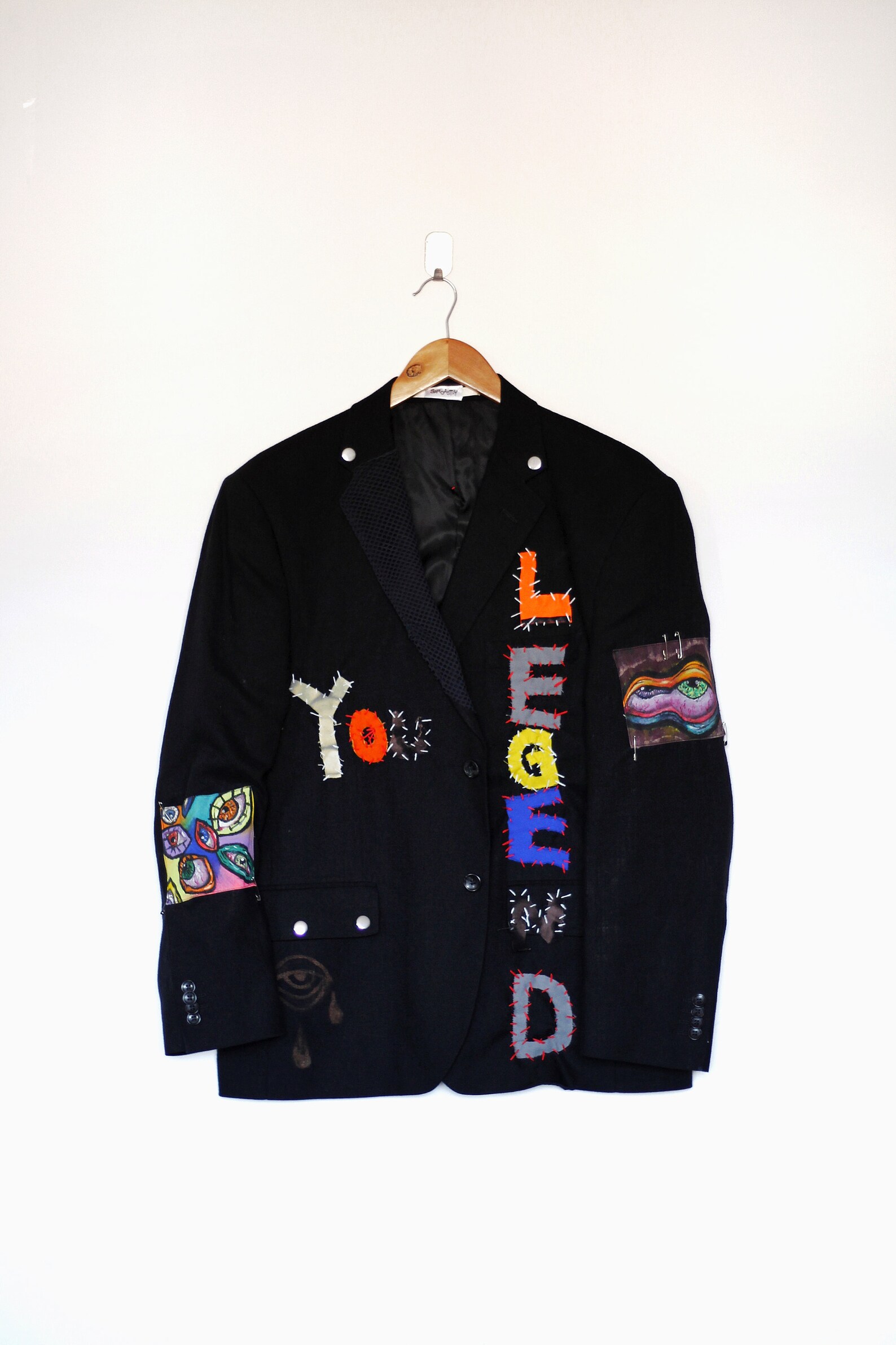YOU LEGEND - Upcycled Unisex Blazer - Handstitched Letters - Eye Design ...