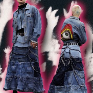 Repurposed Denim Skirt: Sustainable Punk Style With Silver Details - Etsy