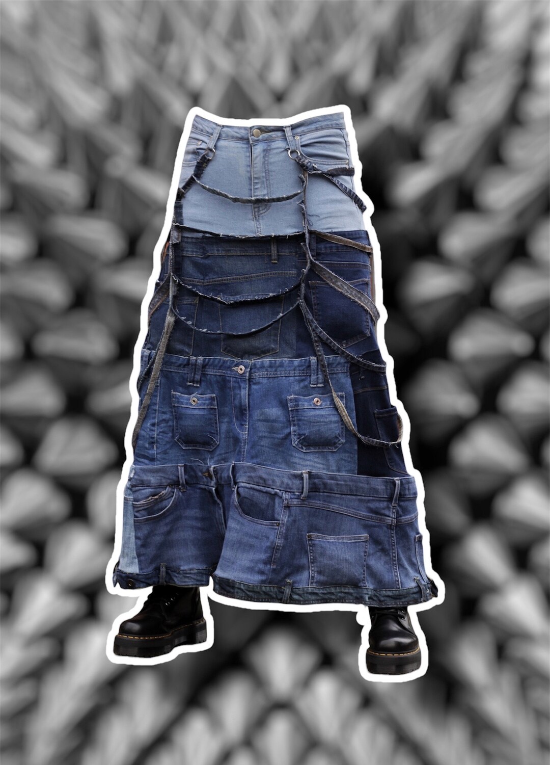 Repurposed Blue Denim Skirt/old Denim/sustainable Garment/punky Style ...