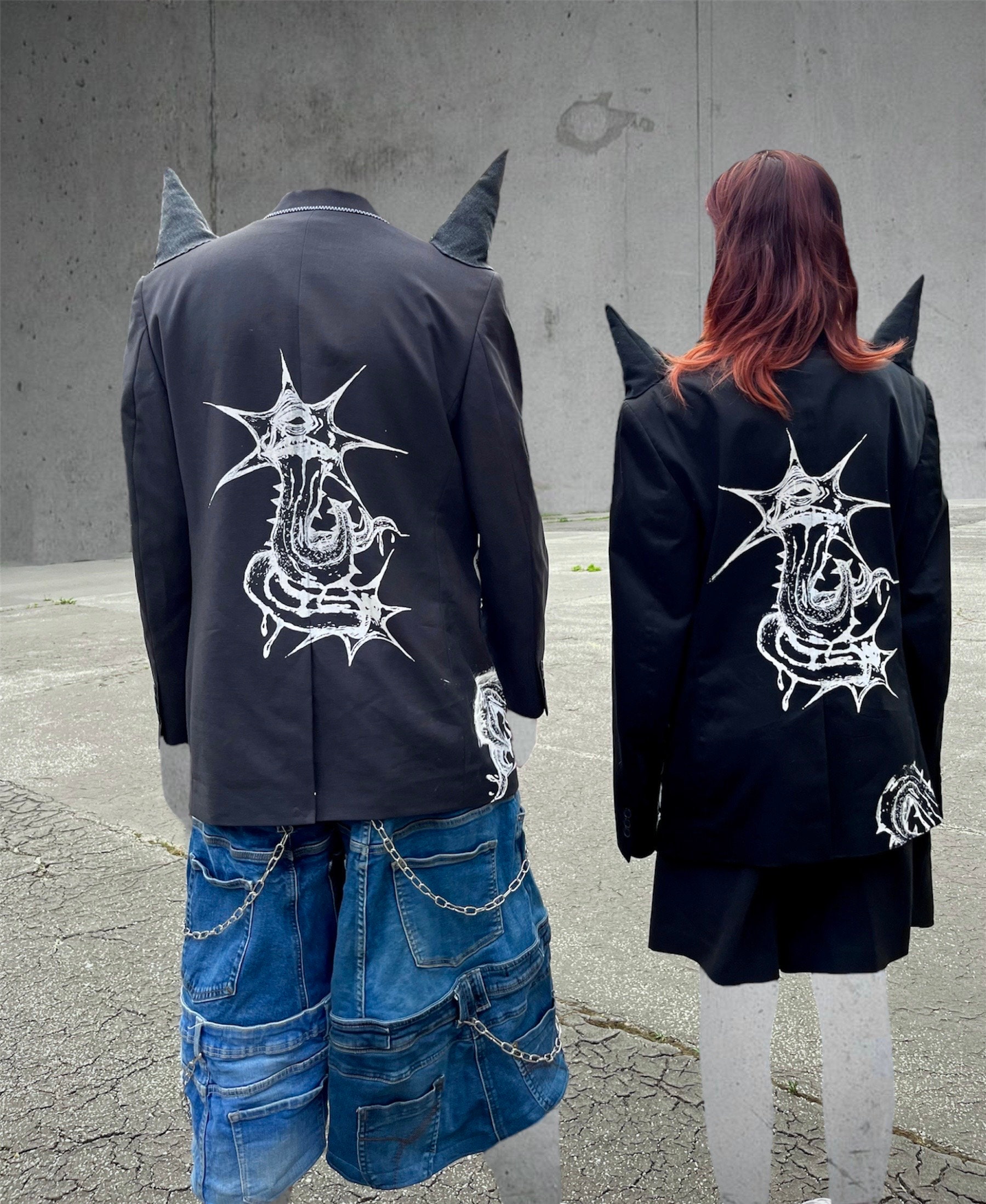 Punky Blazer With Spikes and Creepy Art Print - Etsy