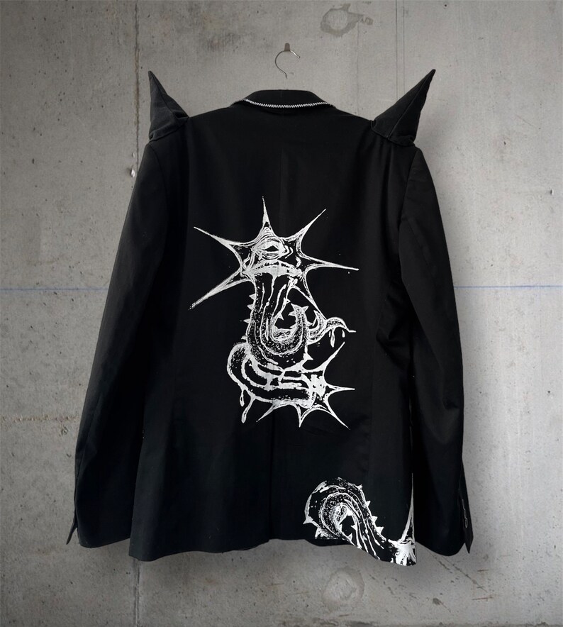 Punky Blazer With Spikes and Creepy Art Print - Etsy