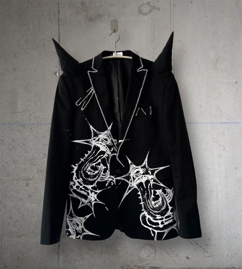 Punky Blazer With Spikes and Creepy Art Print - Etsy