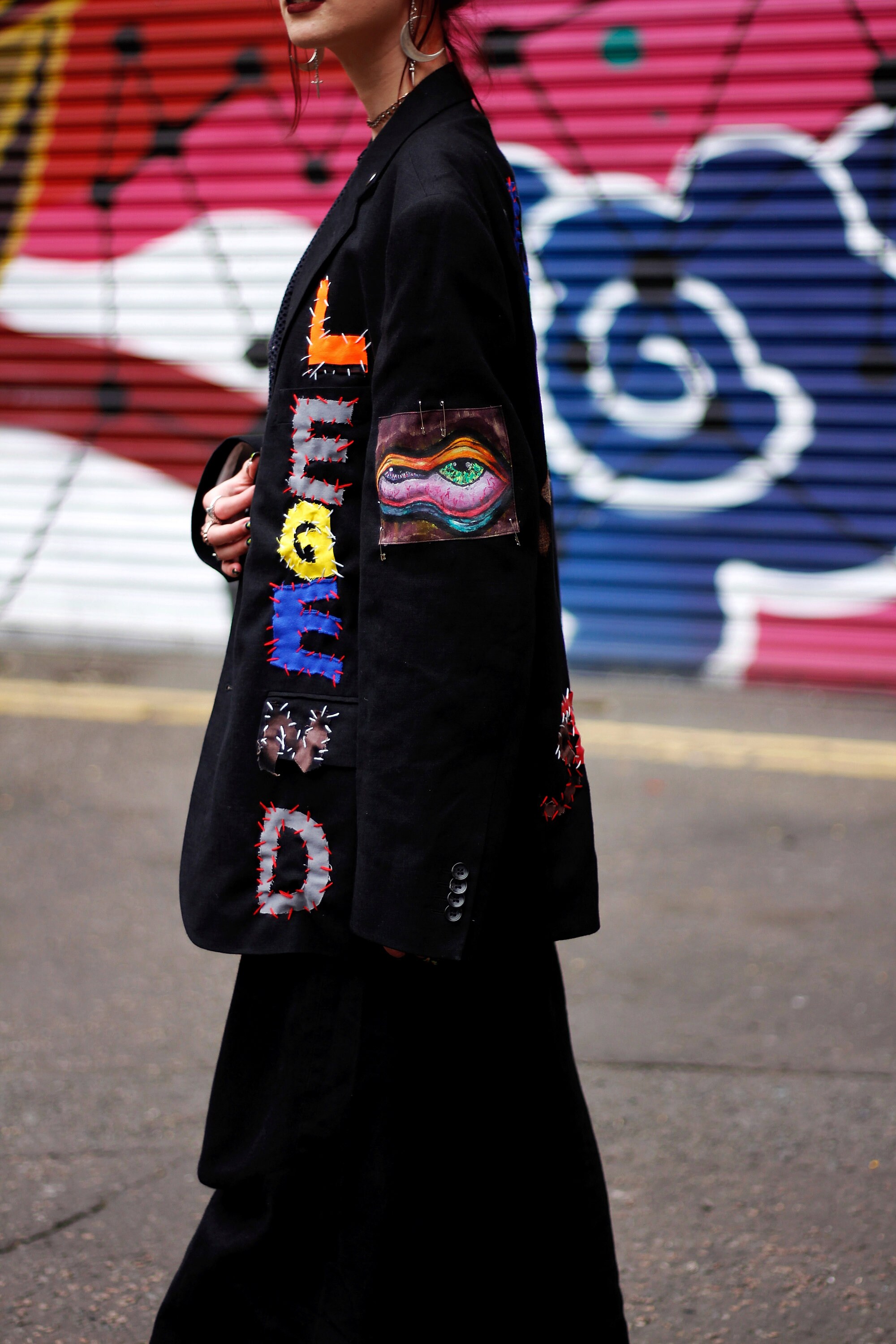 YOU LEGEND - Upcycled Unisex Blazer - Handstitched Letters - Eye Design ...