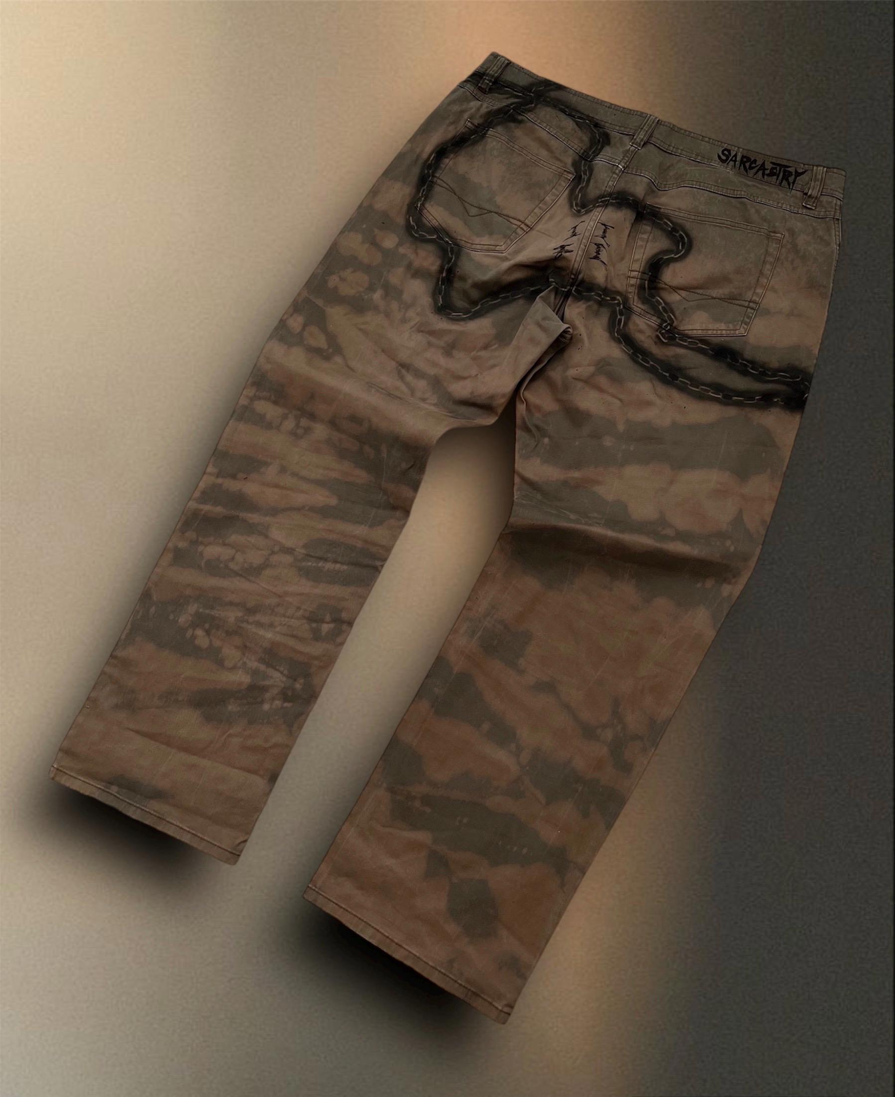 Skull Punk” Bleached Hand Painted Trousers - Etsy