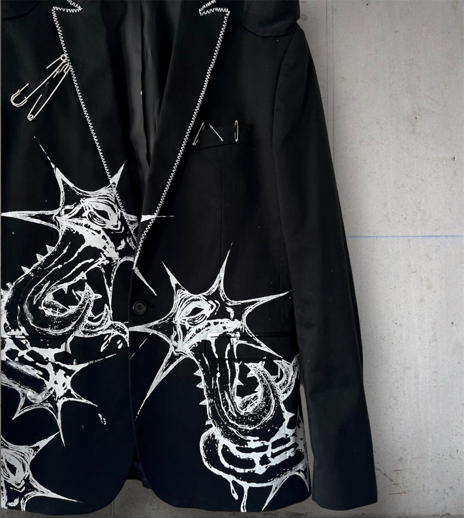 Punky Blazer With Spikes and Creepy Art Print - Etsy