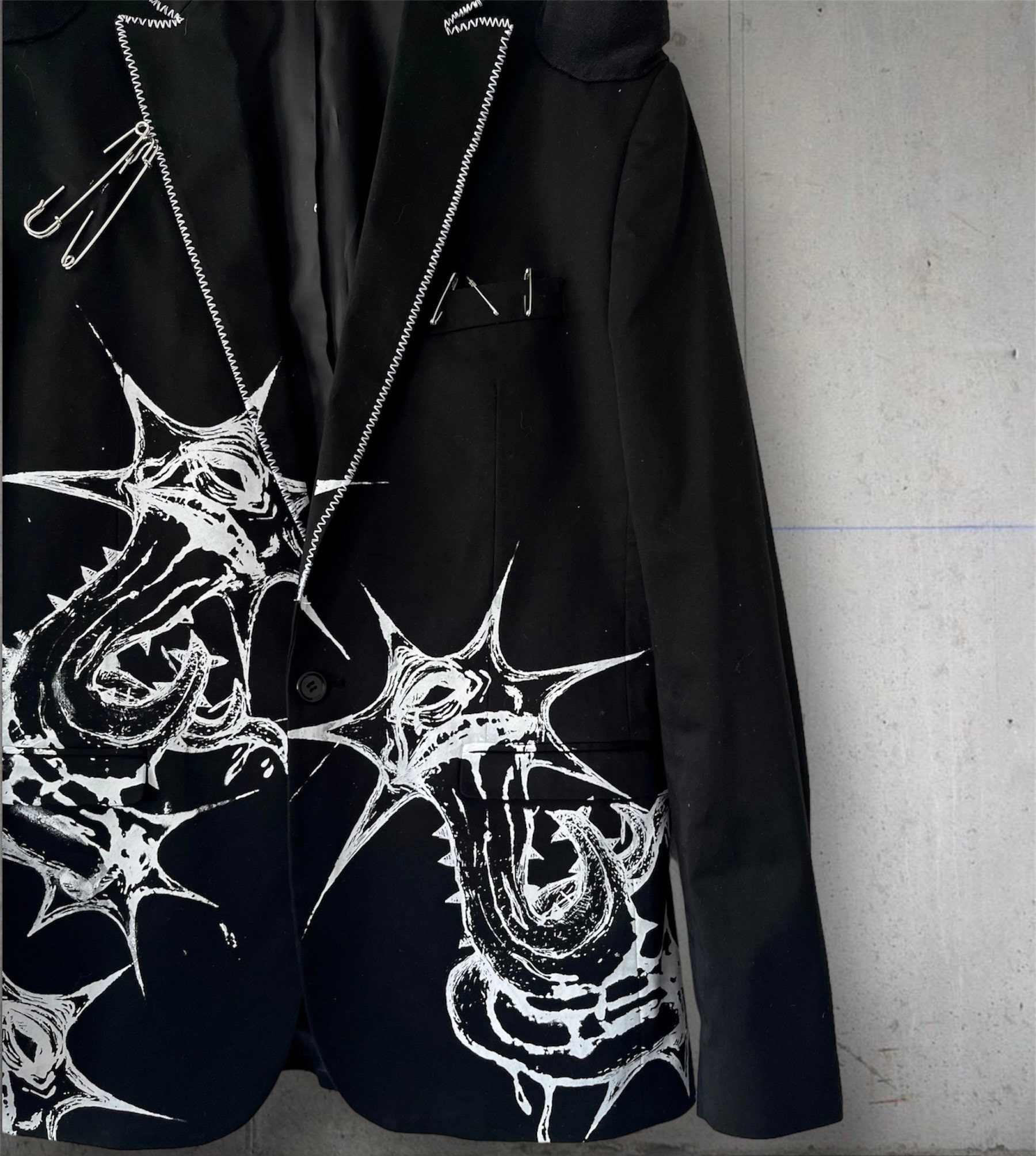 Punky Blazer With Spikes and Creepy Art Print - Etsy