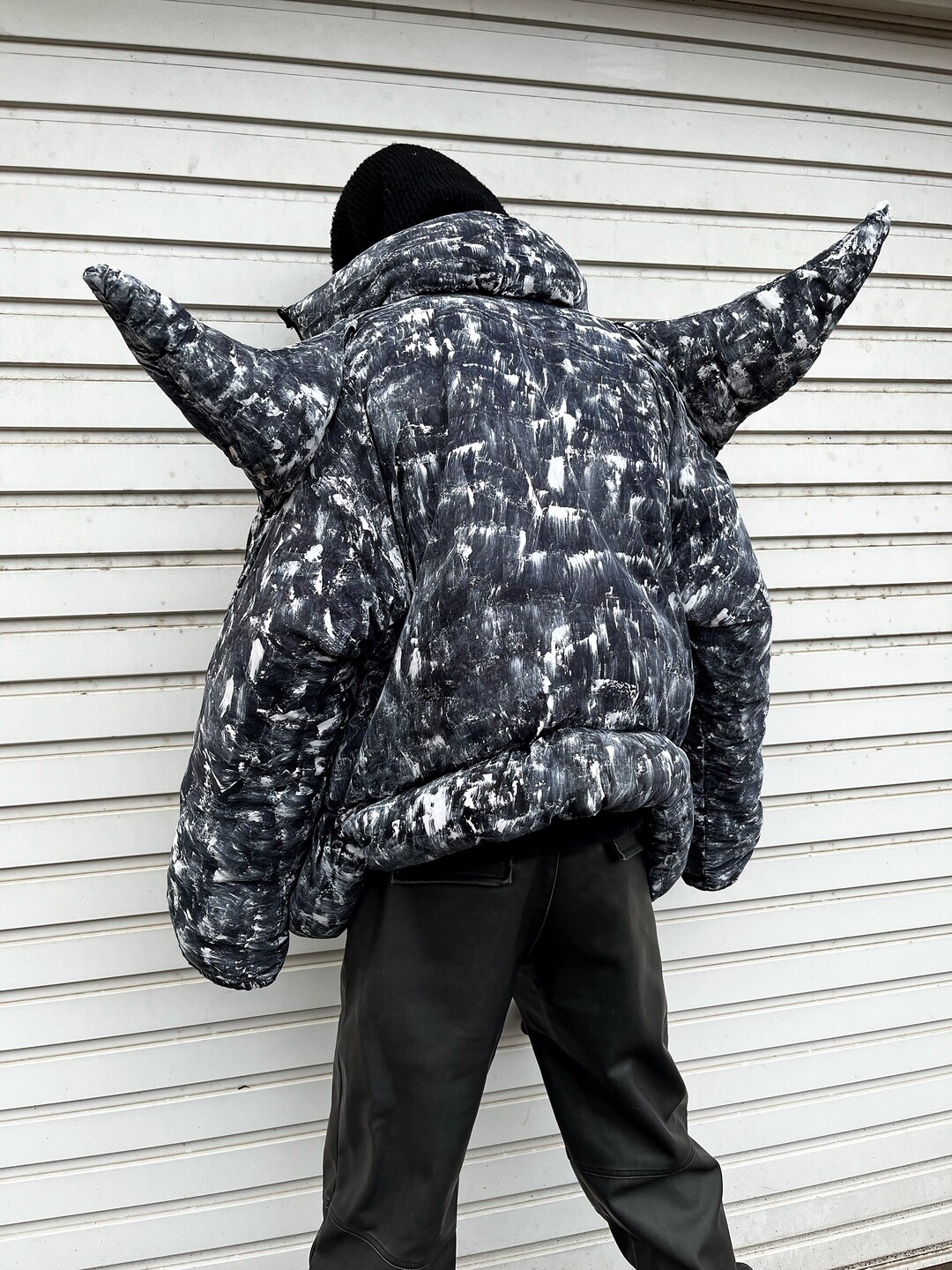 Puffy Jacket With Spikes Made of Old Duvet/sustainable Jacket/used ...