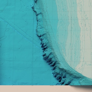 Florida Bathymetric Map Shaded Relief Flat 2D Print ~ Poster Wall Art ...
