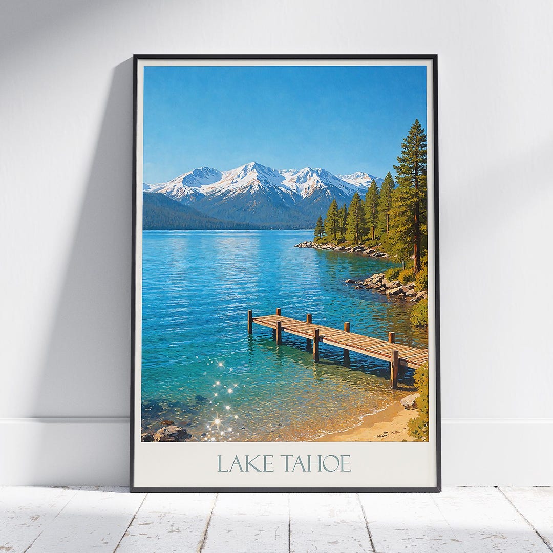 Lake Tahoe Travel Poster: California Art Print, Sierra Nevada Decor - Etsy