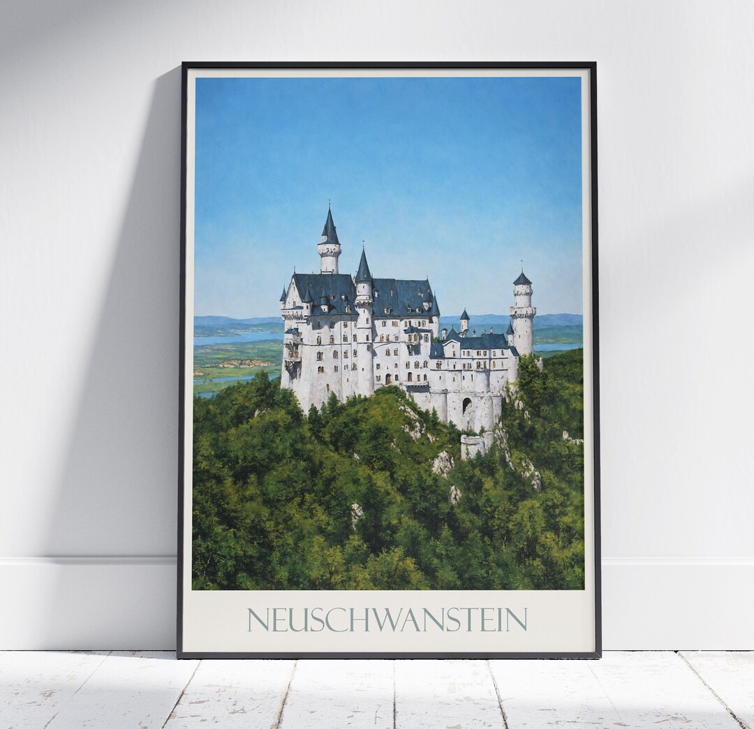 Neuschwanstein Castle Travel Print Germany Travel Poster Painted Wall ...