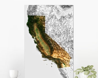 Relief Map California Poster - Etsy