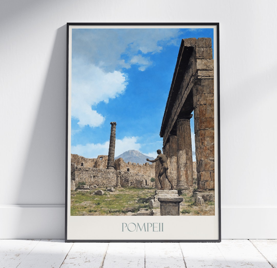 Pompeii Travel Print Italy Roman Travel Poster Painted Wall Art & Home ...