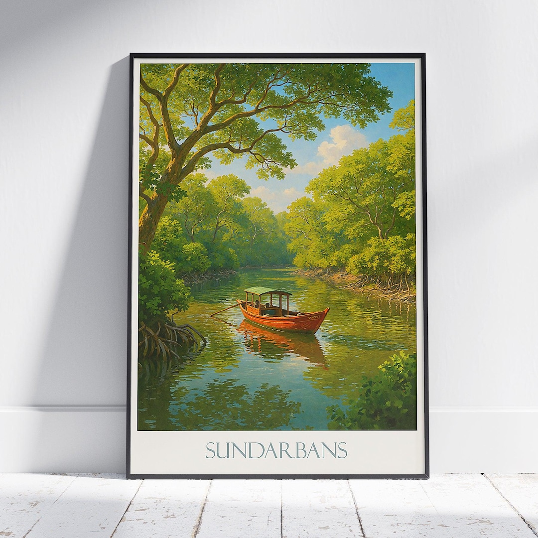 Sundarbans Travel Poster | Mangrove Forest River Art Print | Bangladesh ...